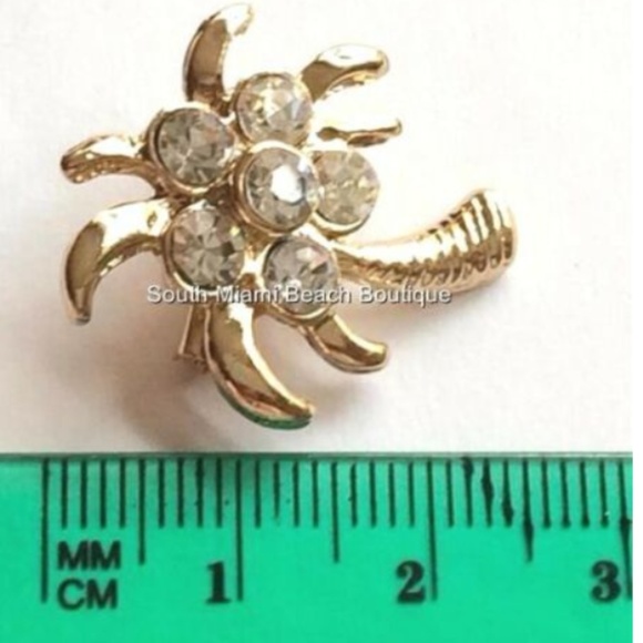 Jewelry | Gold Crystal Coconut Palm Tree Pin Brooch Island | Poshmark